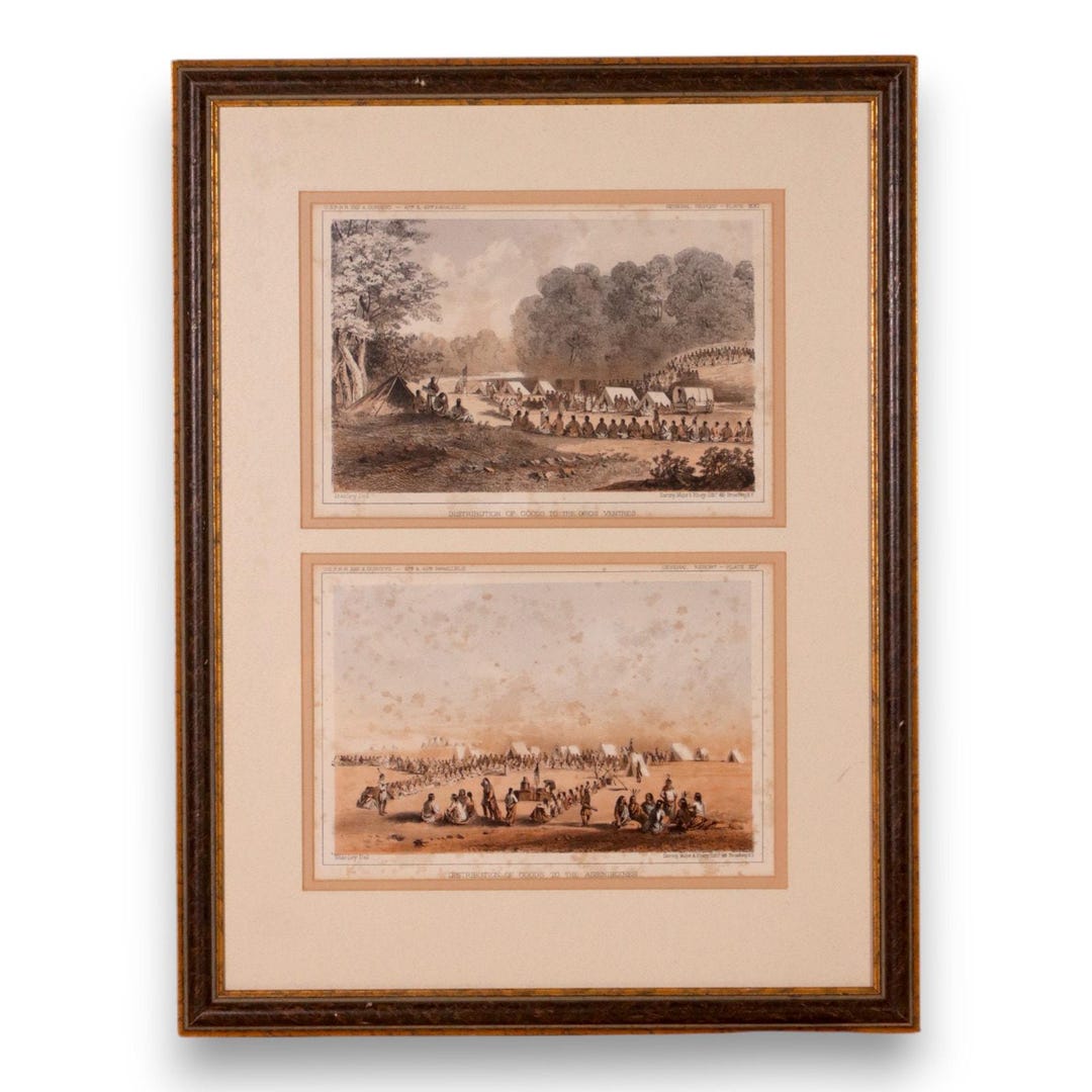 John Mix Stanley Distribution of Goods to Indians USPRR 21x16 Litho ...
