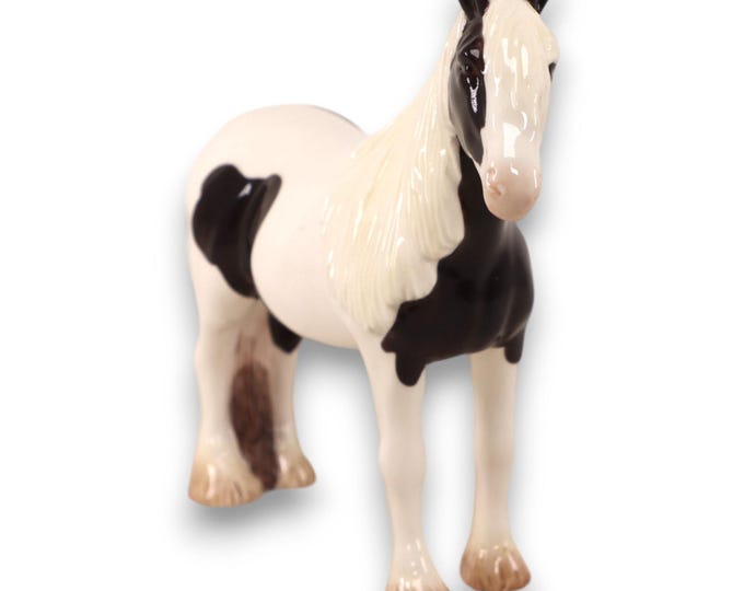 John Beswick Potteries Vanner Pony Skewbald Horse Black White Porcelain ...