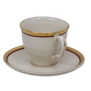 Pickard Dominique Regal Tea Coffee Cup Saucer Set Gold Burgundy Banded ...