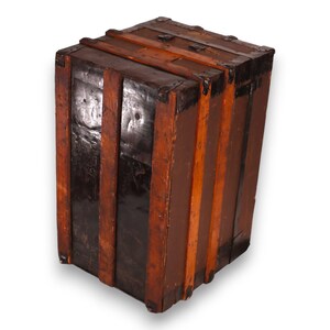 Flat Top Antique Steamer Trunk 28" Brown Canvas Pirate Chest Coffee ...