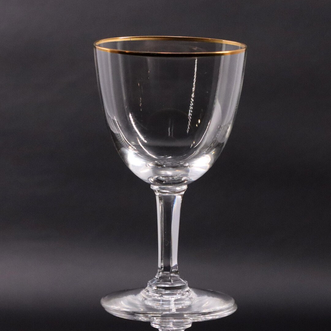 Val St. Lambert Glamour Wine Goblet 5" Gold Trimmed Crystal Glass 1950 ...