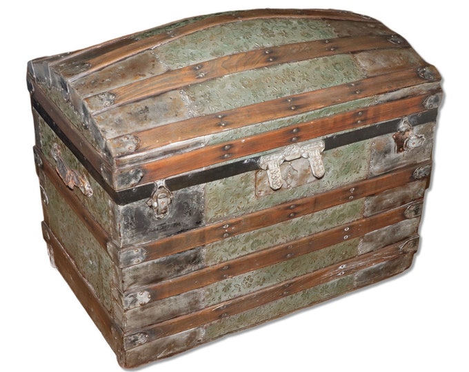 Camelback Dome Top Steamer Trunk Tray Flower Garden Embossed 34 Antique ...