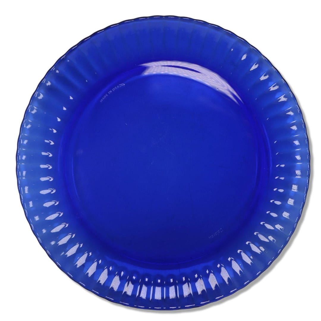Colorex Cobalt Blue Fluted Glass Dinner Plate 10 1/4 Brazil Vintage ...