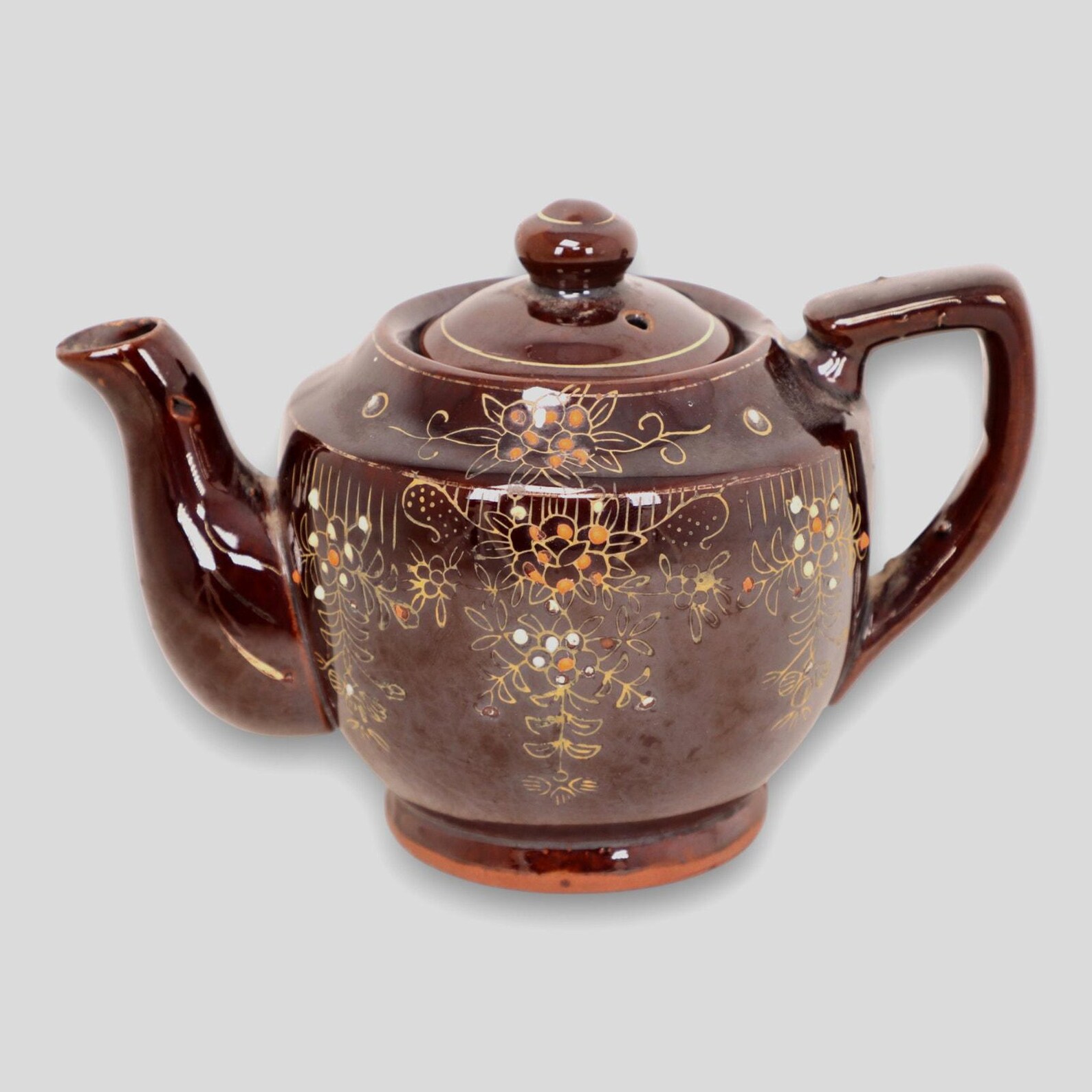 Redware Brown Pottery Moriage Japanese Vintage Teapot 1920's-1940's - Etsy