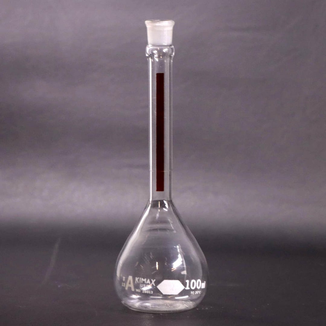 Kimax 28013 Class A 100ml Red Line Stripe TC Glass Volumetric Flask ...