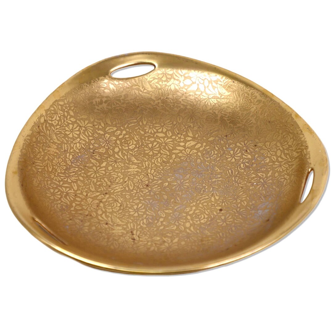 Pickard Daisy Rose Encrusted Gold Porcelain Trinket Bon Bon Dish 7 ...