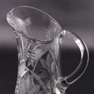 Heavy Cut Crystal Glass Water Pitcher 11 Truly Hand Crafted Mid Century ...