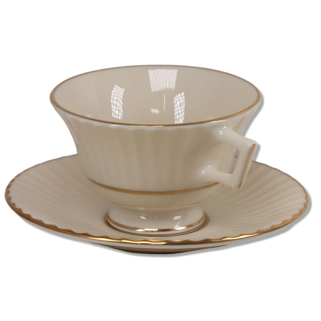 Lenox Citation Gold Temple Collection Tea Cup Saucer Set Gold Trim USA ...