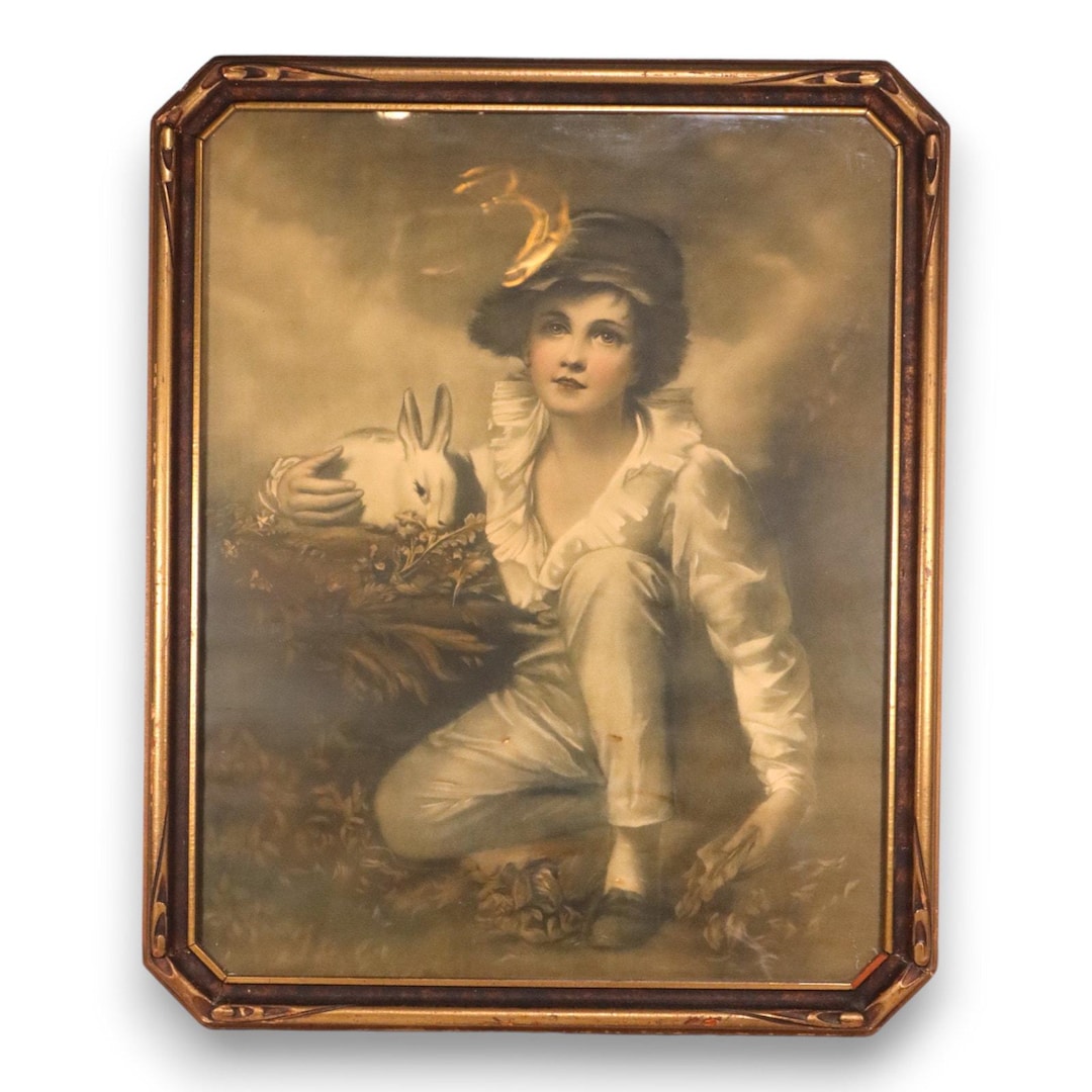 Sir Henry Raeburn Boy and Rabbit 22x18 Framed Print Antique Early 20th ...