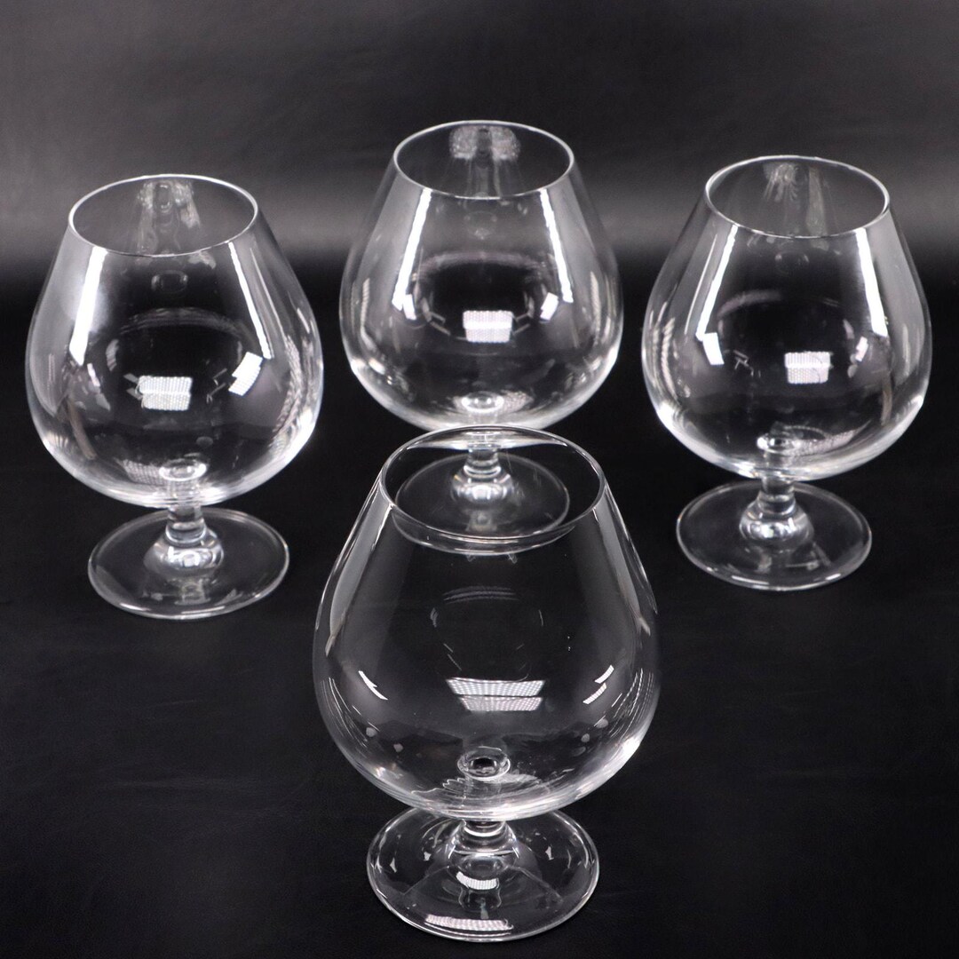 Clear Crystal 4pc Footed Cognac Brandy Snifter Glass Set 6" Vintage - Etsy