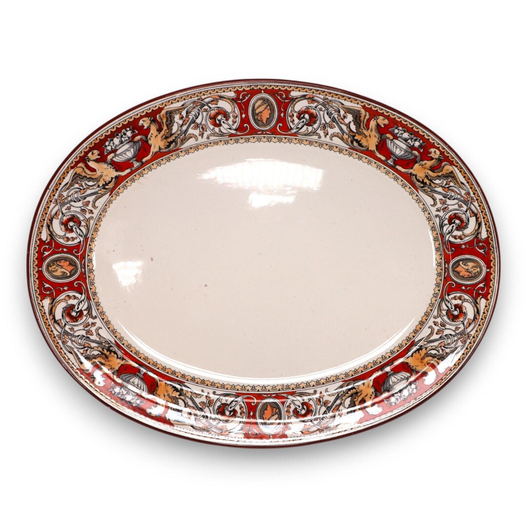 Minton Florentine Red C495 17 1/2" Lg Oval Serving Platter England ...