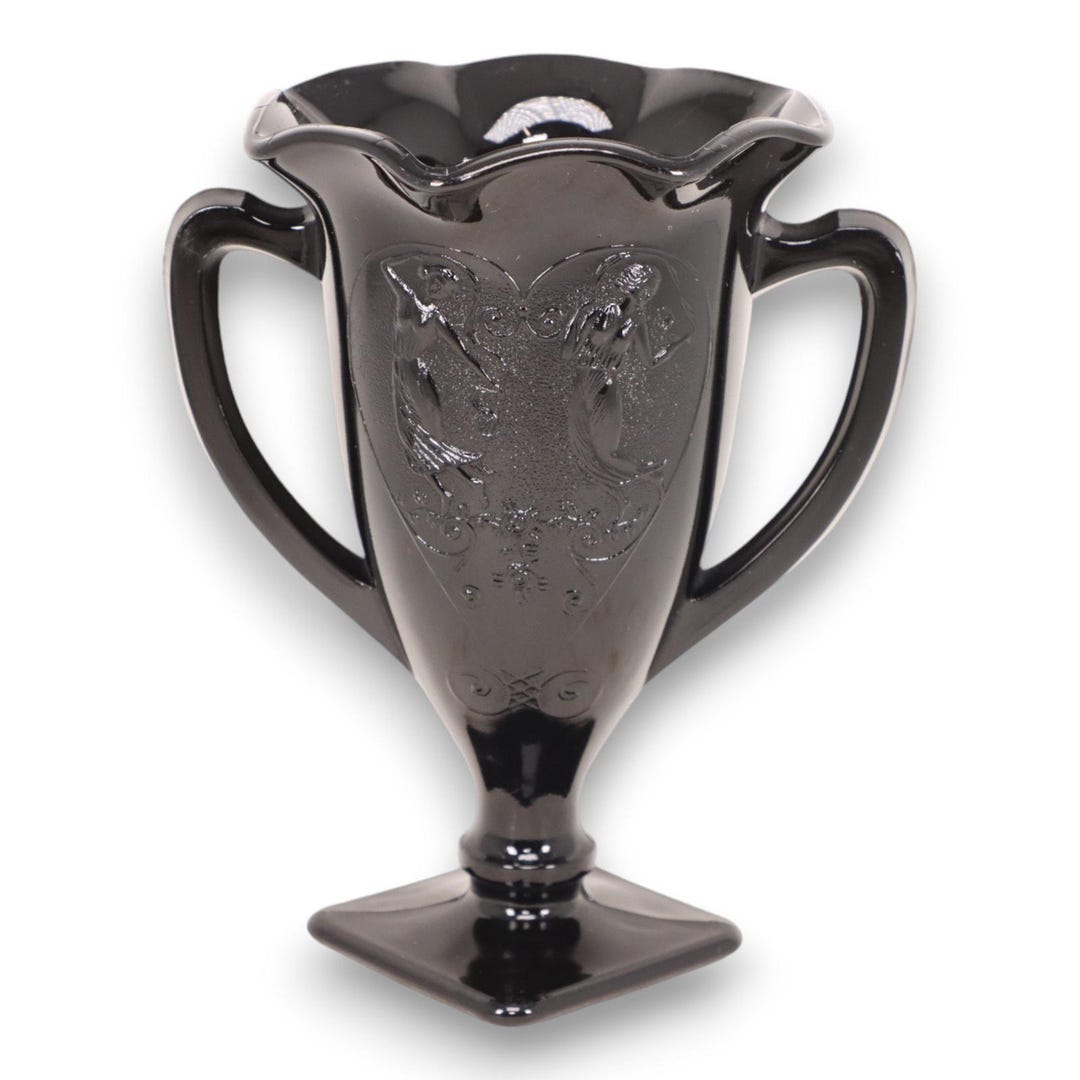 LE Smith Black Amethyst Glass 7 Trophy Vase 433/4 Dancing Nymphs ...