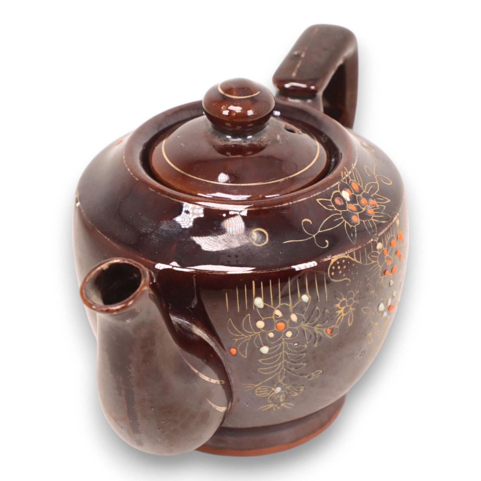 Redware Brown Pottery Moriage Japanese Vintage Teapot 1920's-1940's - Etsy