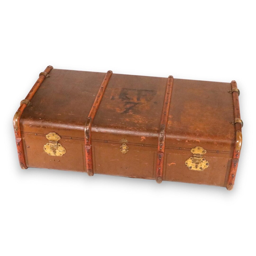 Moritz Madler Koffer German Bentwood Trunk 41" Brass Hardwrae Antique ...