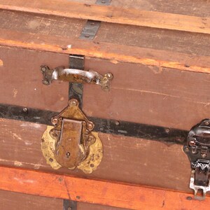 Flat Top Antique Steamer Trunk 28" Brown Canvas Pirate Chest Coffee ...