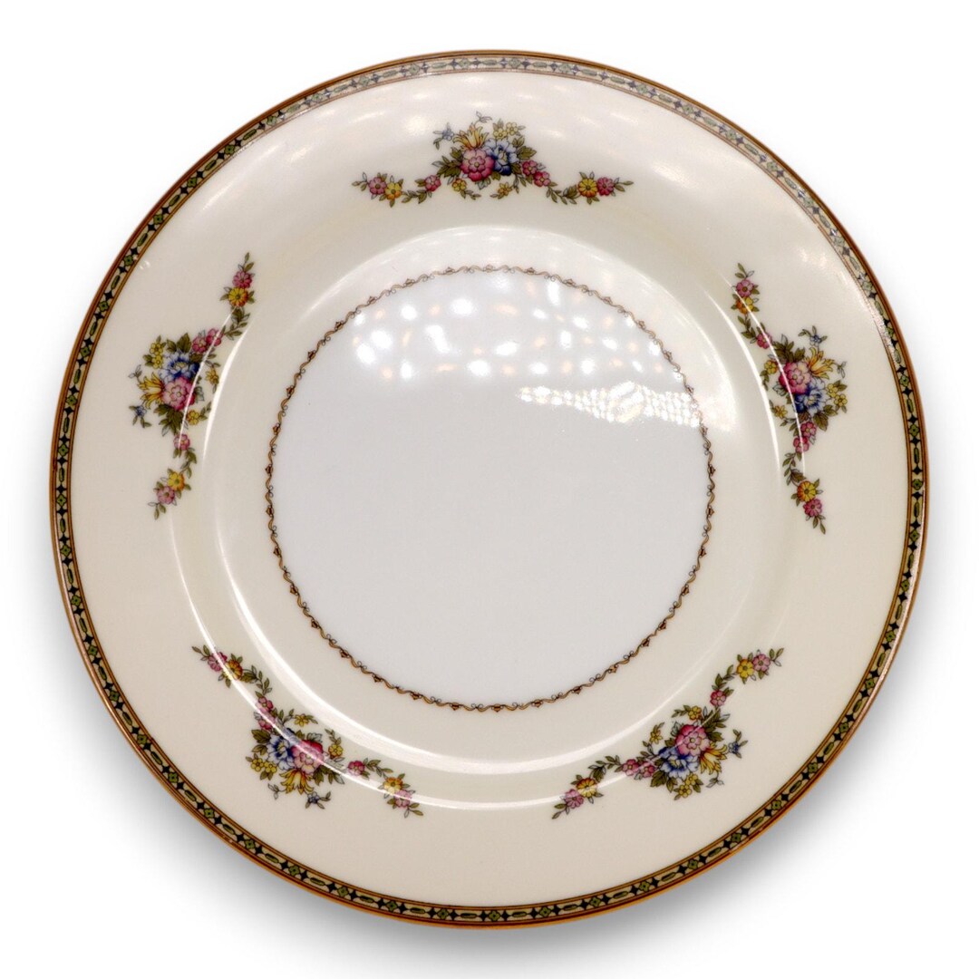 Noritake M Morimura Dinner Plate 10" Swags Yellow Band Gold Trim Japan ...