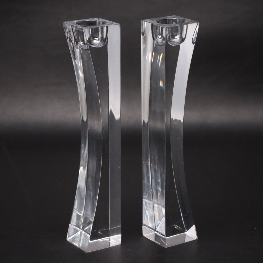 Nambe Kissing Crystal Glass Candlesticks Taper Candle Holders 5103 1 ...