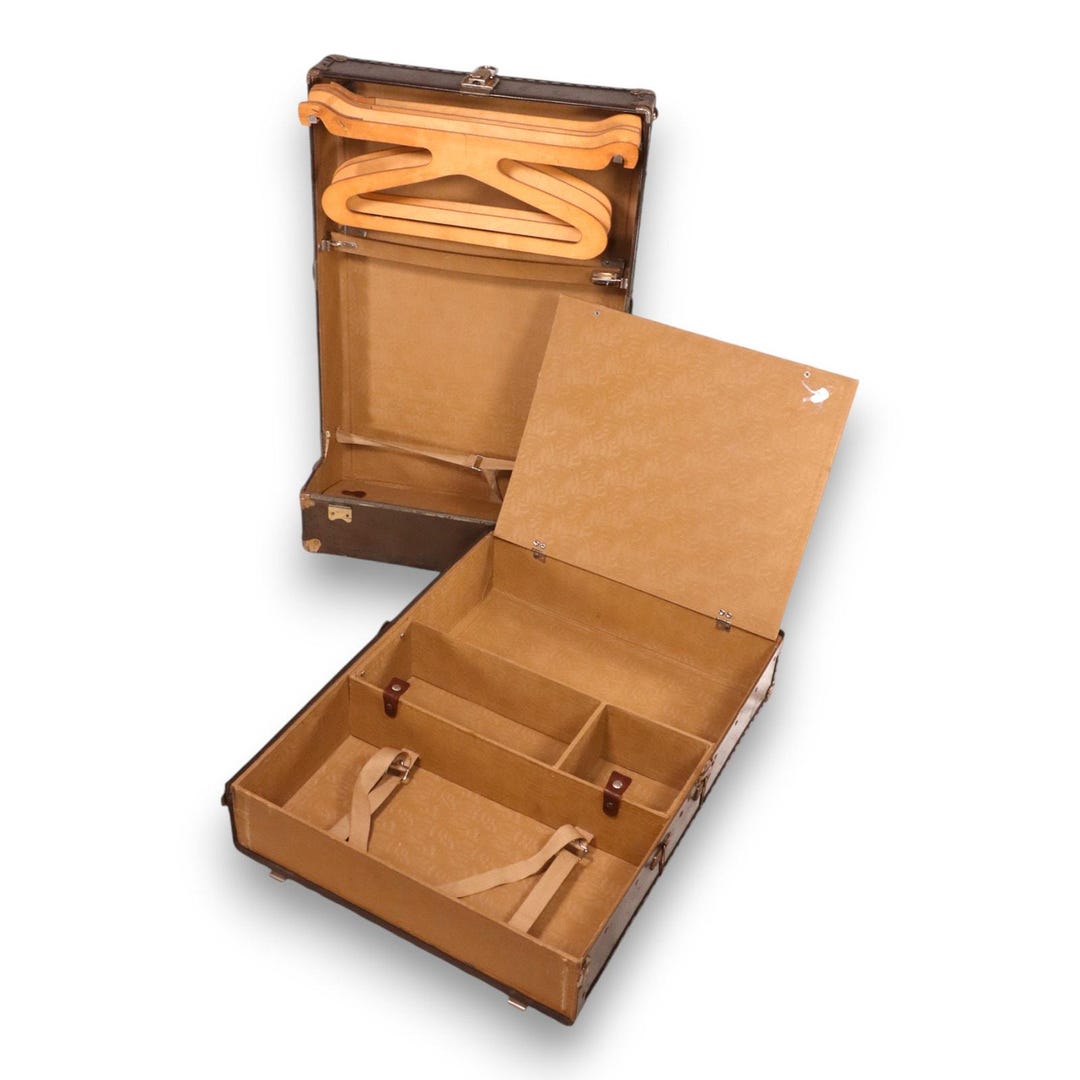 Wardrobe Steamer Trunk Olive Green 32 Separate Sections Hangers USA ...