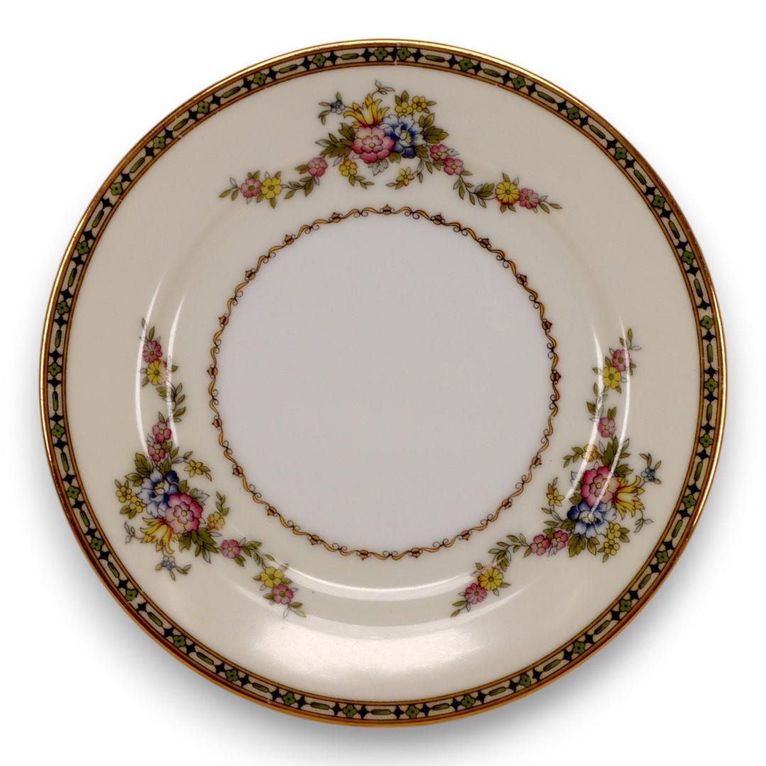 Noritake M Morimura Bread Plate 6 1/4" Swags Yellow Band Gold Trim Japan 1933 - Etsy