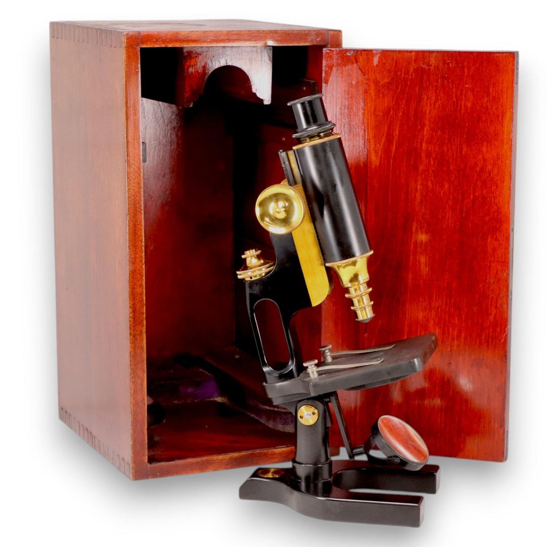 Spencer Lens Co. Antique Brass Microscope Ser 29039 W/ Case & Key ...