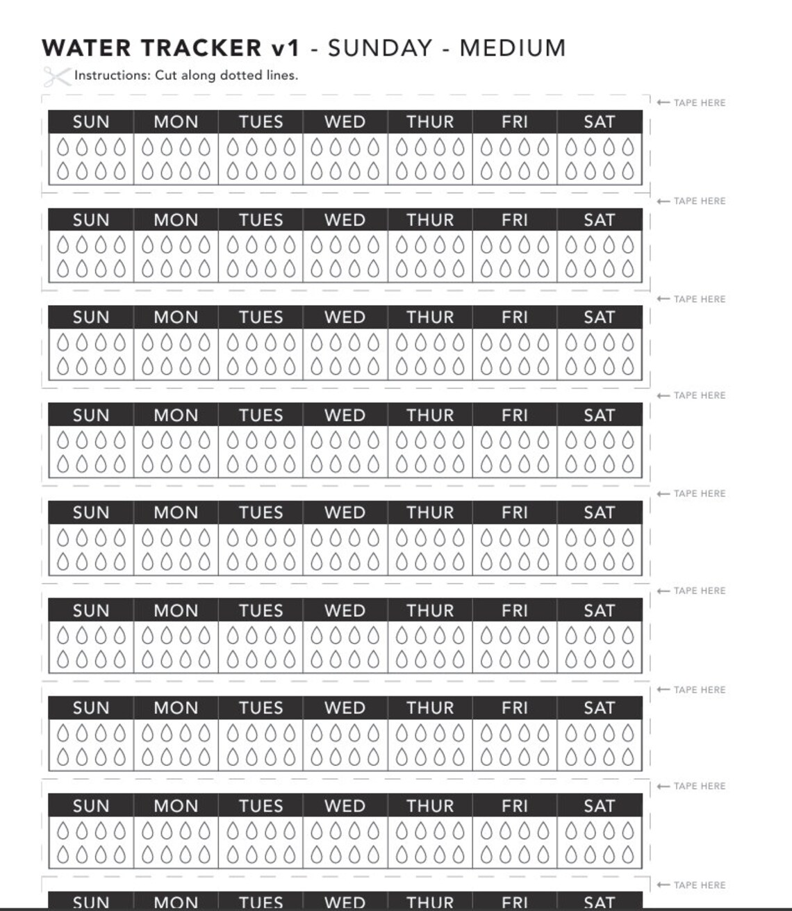Hydration Tracker Printable | Daily Water Intake Log | Digital Download ...