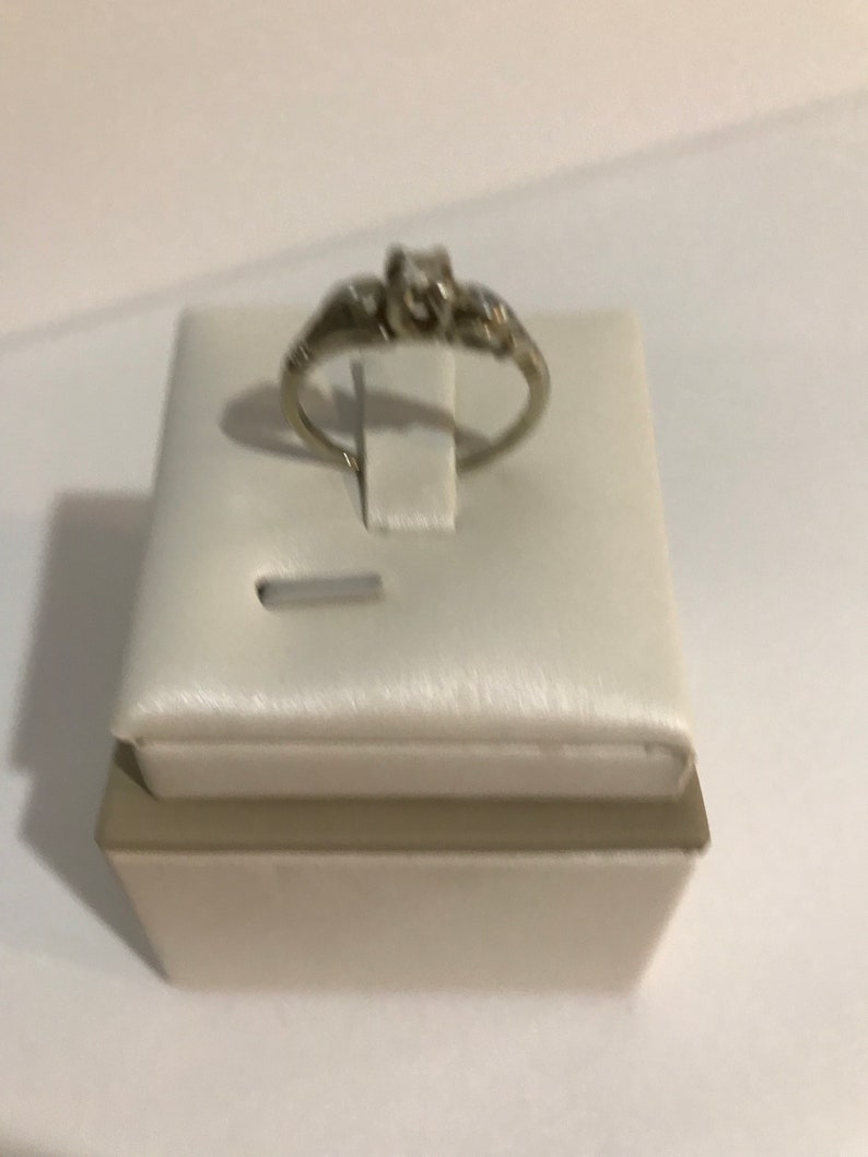 RARE Estate 17k Solid White Gold Statement Ring With 3 Diamonds, Very ...