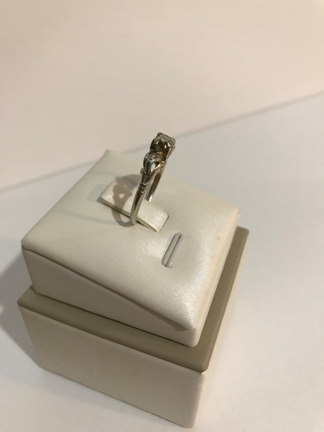 RARE Estate 17k Solid White Gold Statement Ring With 3 Diamonds, Very ...