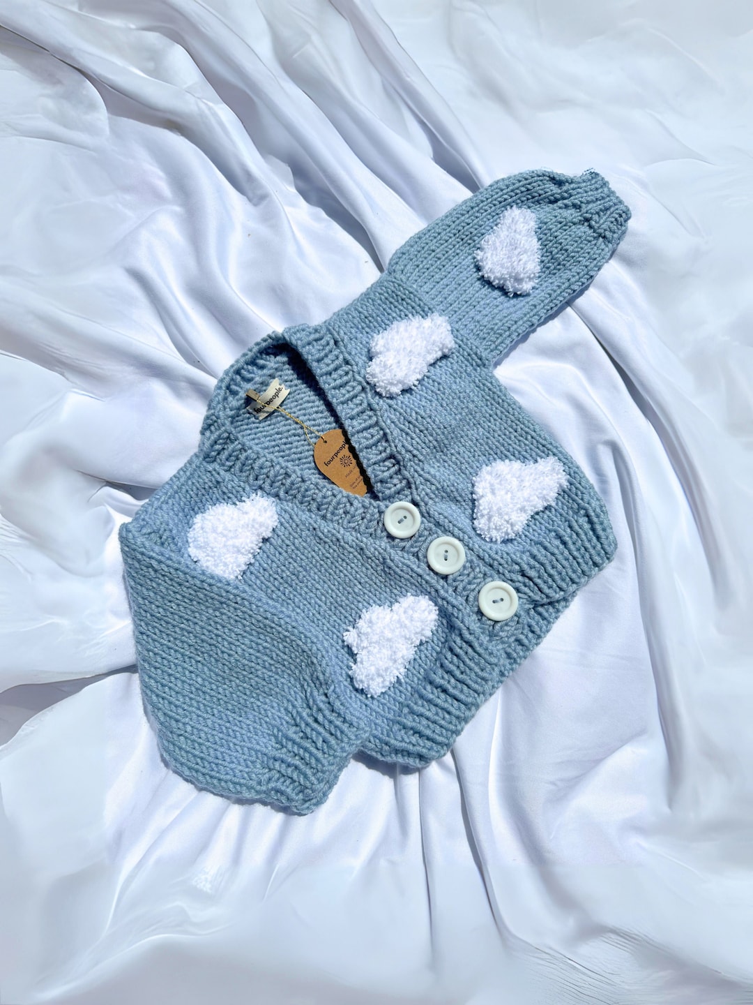 Cloud Baby Cardigan, Hand Knitted Baby Cardigan, 3D Fluffy Baby ...