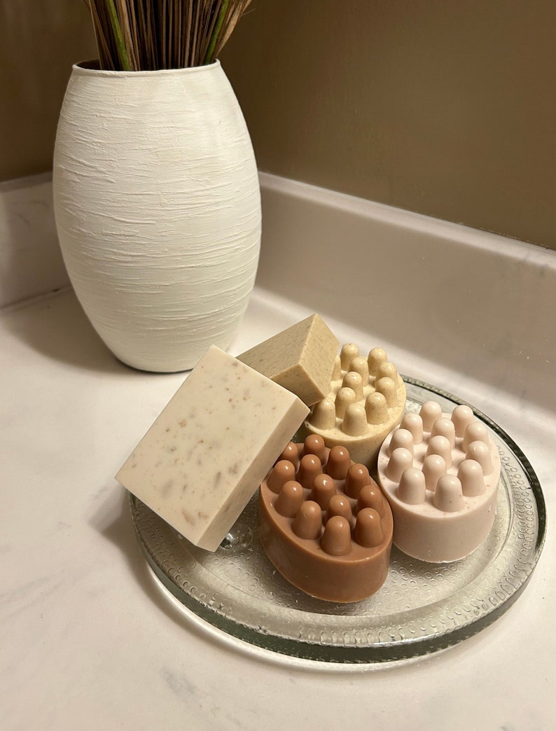Handmade Scented Oatmeal Shea Massage Body Soap Bar, Dye Free - Etsy
