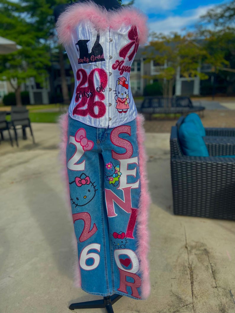 Custom Senior Corset & Jeans Set Class of 2026 Graduation Outfit - Etsy
