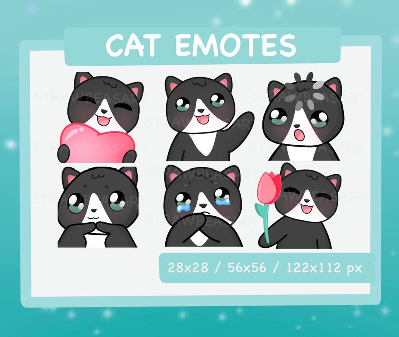 Twitch Emotes - Tuxedo Cat Set of 6 - Etsy