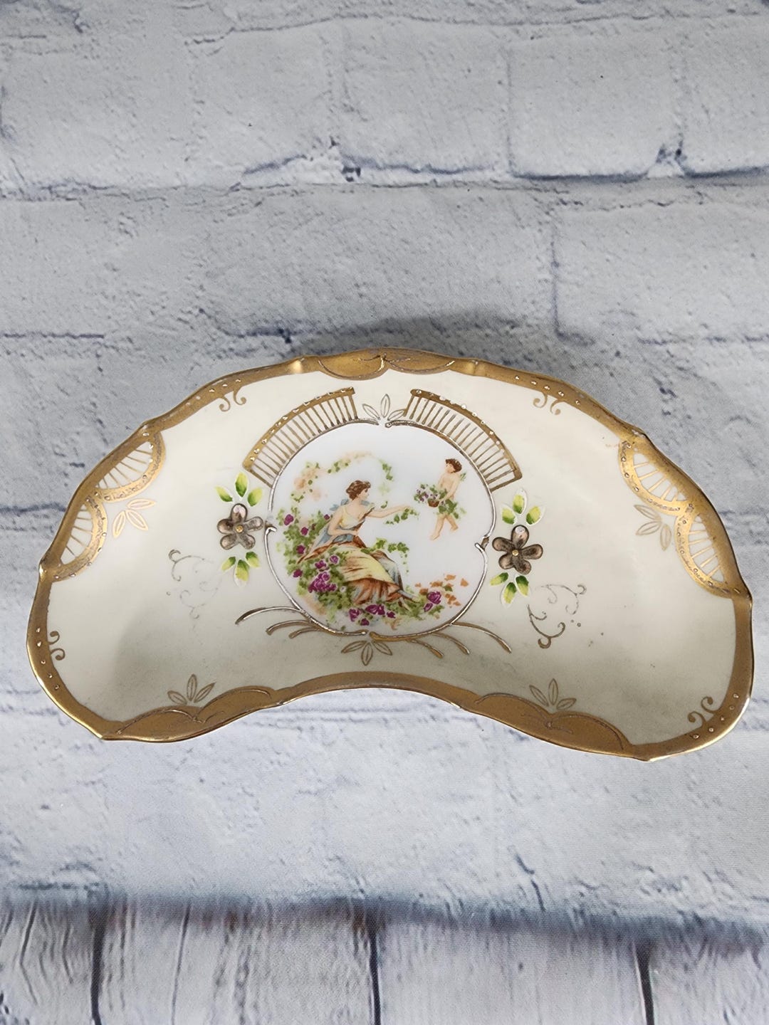 Vintage Ardalt Japan Crescent Bone China Trinket Dish | Hand-painted ...