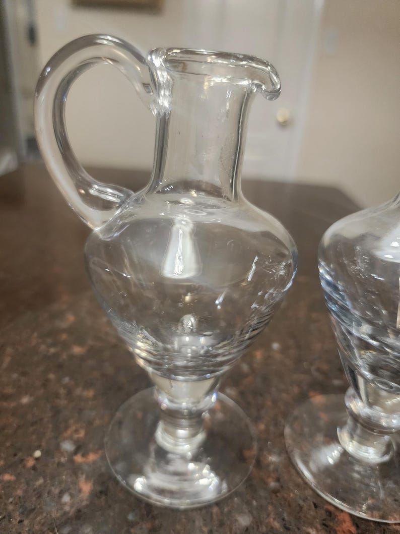 Pair of Vintage Hand Blown Clear Glass Footed Carafe - Etsy