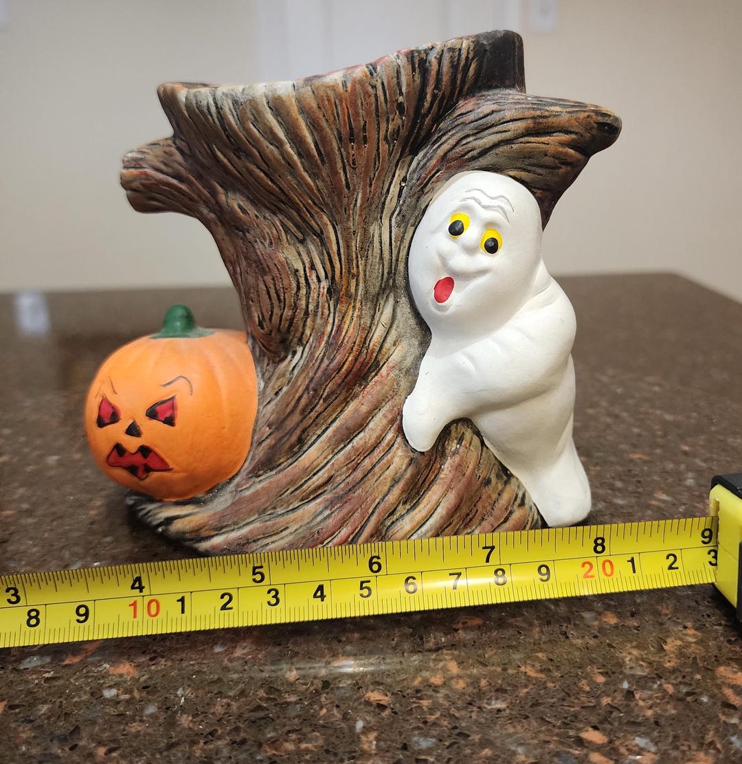 Holland Floral Ceramic Halloween Tree Trunk Jack-o-lantern Ghost ...