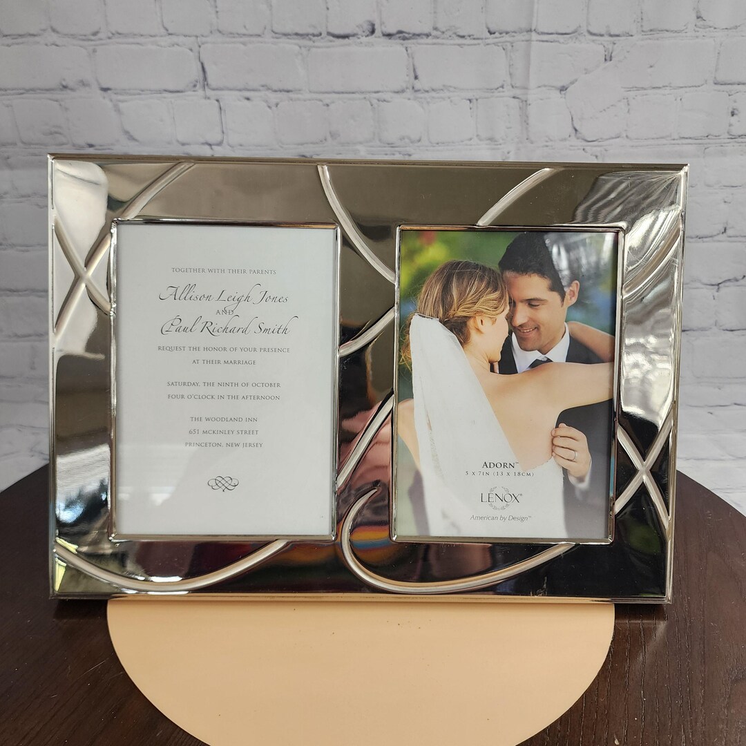 Lenox Bridal Adorn Double Invitation Frame | Silver Plate | 9.5” X 13 ...