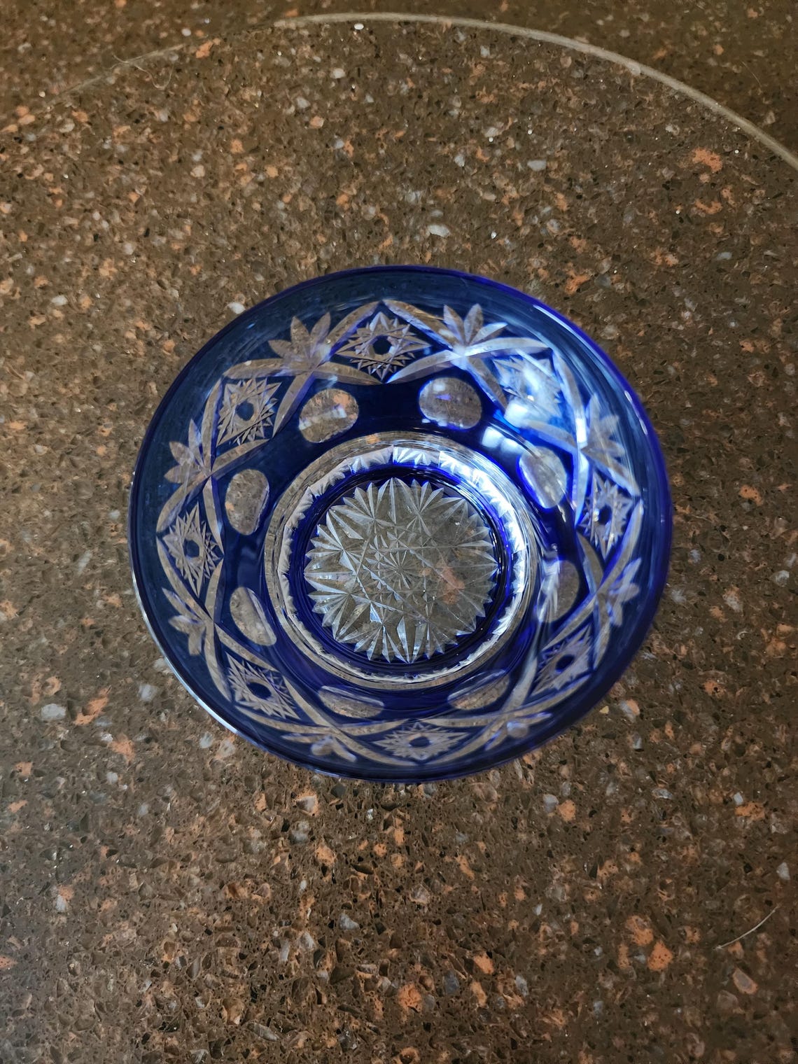 Rare Antique - Cobalt Cut Crystal to Clear Glass Bowl - Etsy