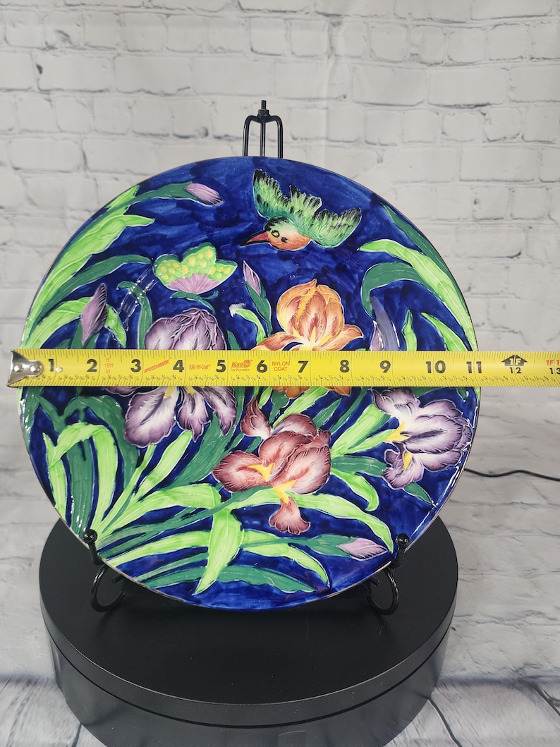 RARE Vintage Maling Majolica Plate | Hand-painted IRIS Cabinet Plate ...