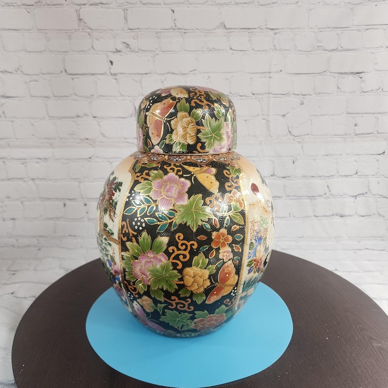 Large Royal Satsuma Ginger Jar | Hand-painted Cranes | 13” X 11” - Etsy