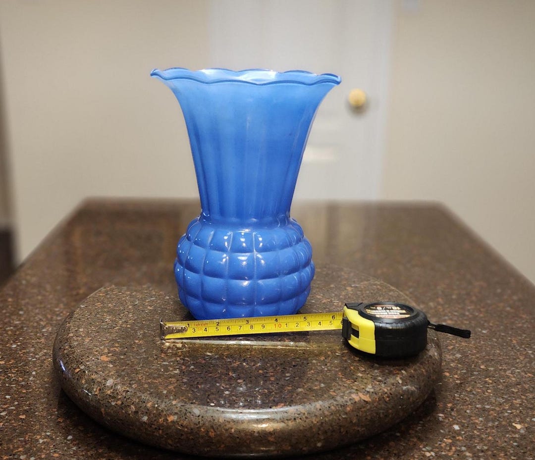 Vintage Anchor Hocking Fire King Light Blue Pineapple Bubble Glass Vase ...