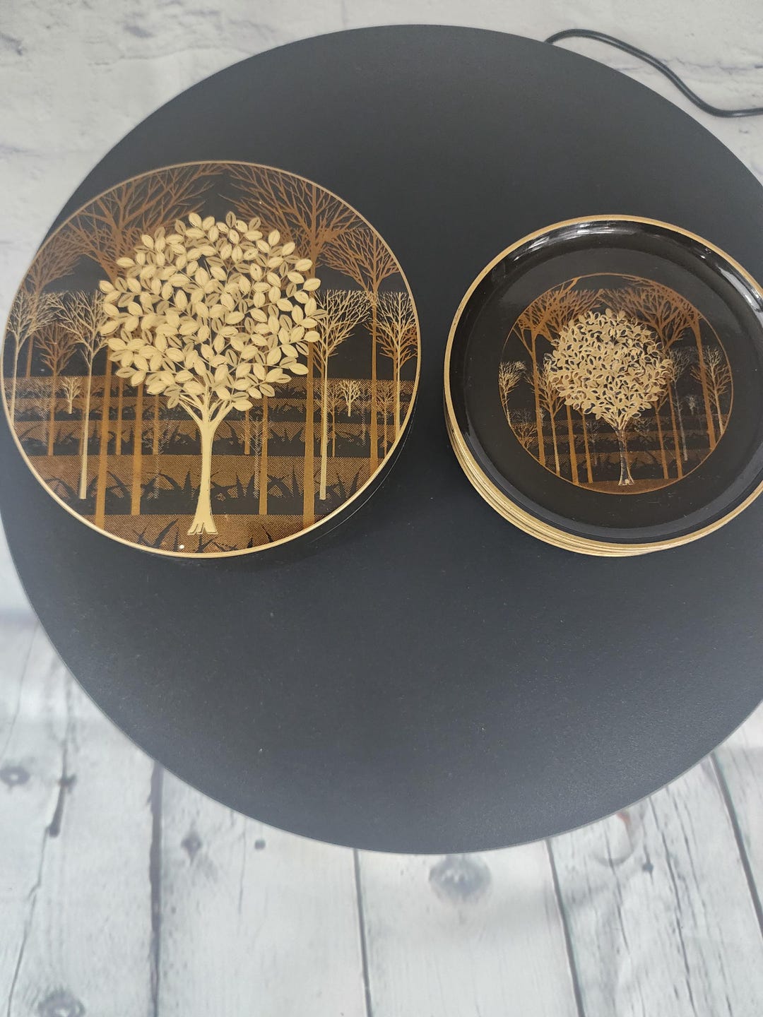 Vintage Japan Otagiri Lacquerware Divided Dish & Tray Tree of Life ...
