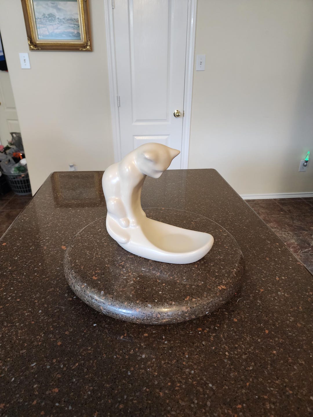 Vintage 1999 Royal Haeger Pottery Cat Fish Bowl Stand Figurine - Etsy