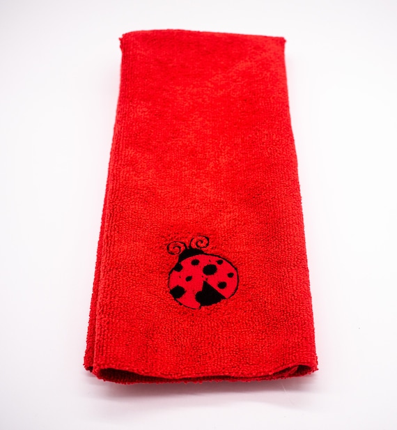 Embroidered Ladybug Kitchen Towel in Red | Etsy