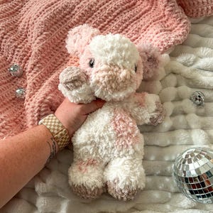 Handmade Crochet Pink Cow Plushie: Fluffy Stuffed Animal Toy - Etsy