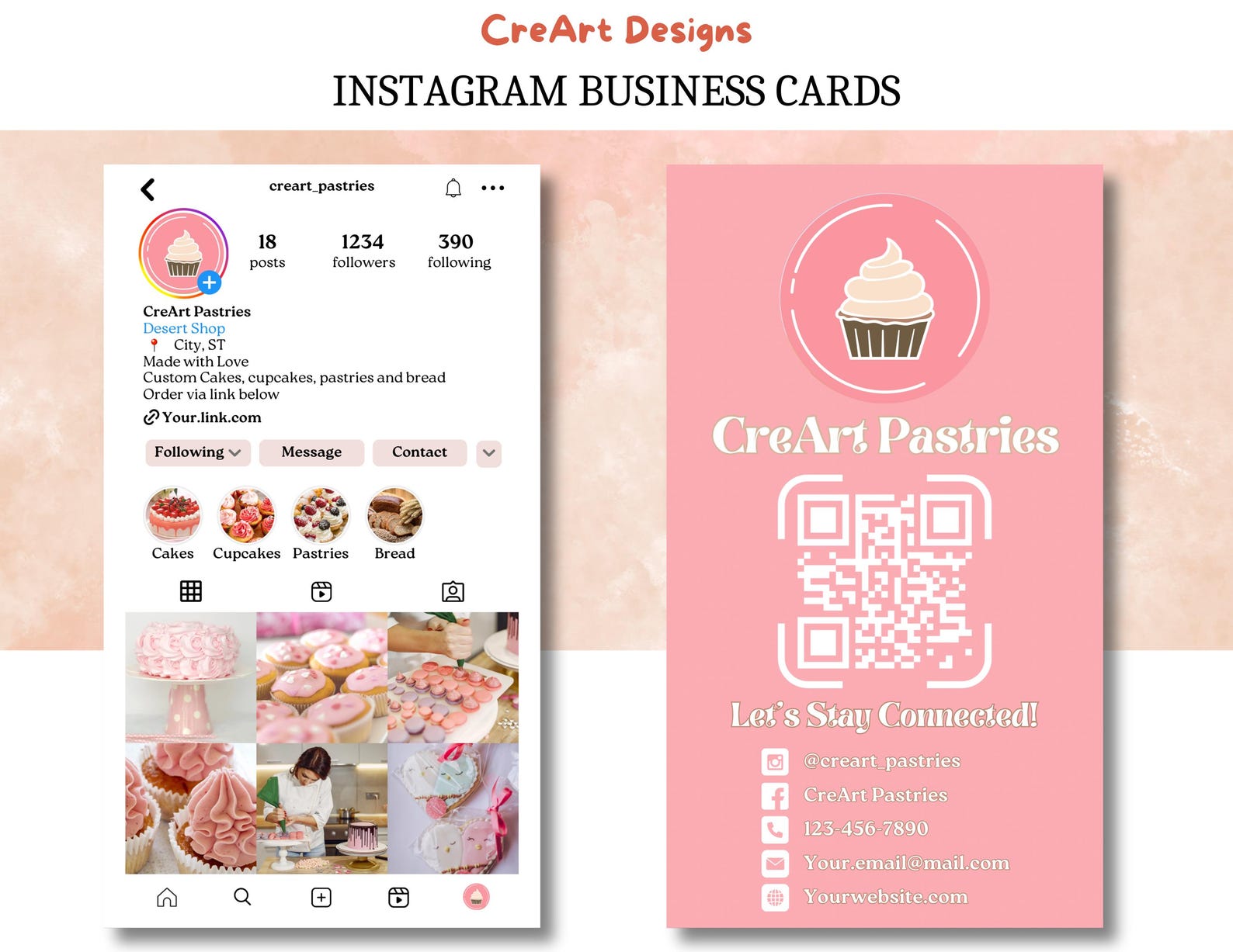 Digital Portrait Instagram Business Card - Fully Customizable Instagram ...