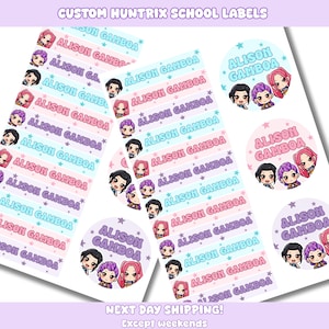 Custom Huntrix Vinyl Name Labels for Kids Waterproof Sticker Sheet With ...
