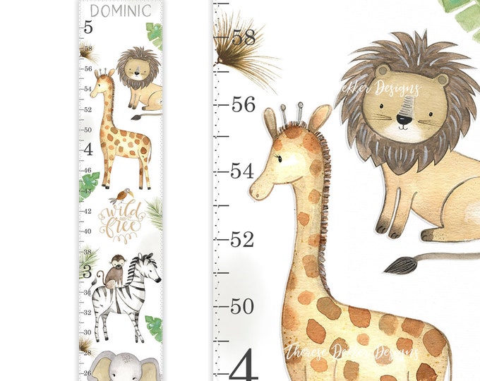 Safari Growth Chart, Jungle Growth Chart, Canvas Height Chart, Safari ...