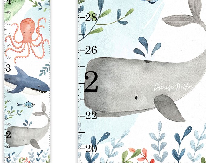 Canvas Growth Chart, Whale Growth Chart, Under the Sea Growth Chart ...