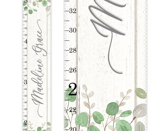 Girls Growth Chart, Canvas Growth Chart, Personalized Chart, Eucalyptus ...