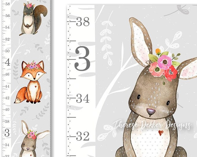 Woodland Growth Chart, Canvas Growth Chart, Woodland Floral Crown ...
