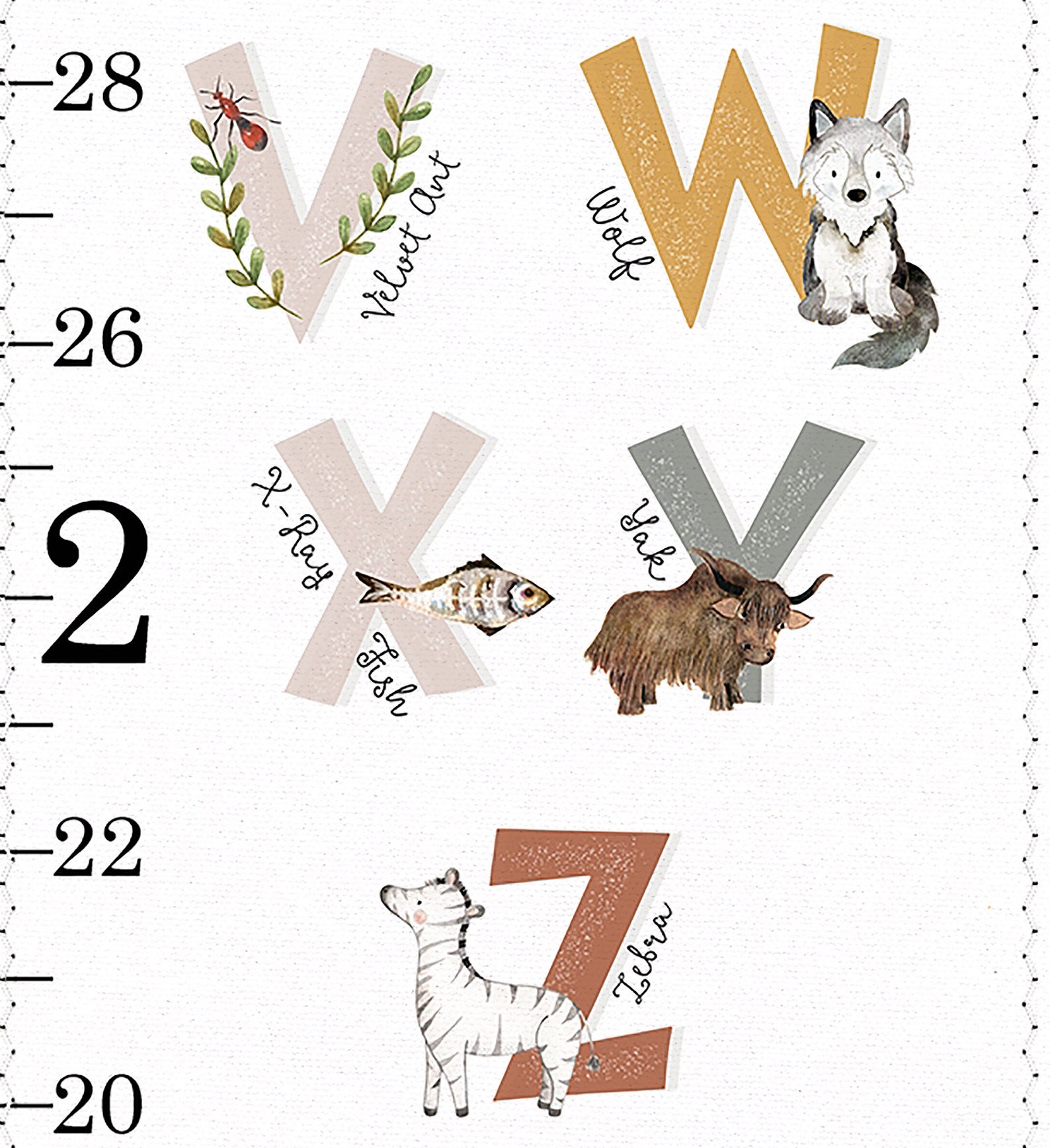 Animals Alphabet Growth Chart Personalized Growth Chart - Etsy